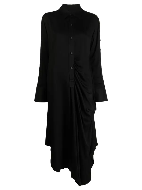 Yohji Yamamoto Draped Shirt Dress - Black