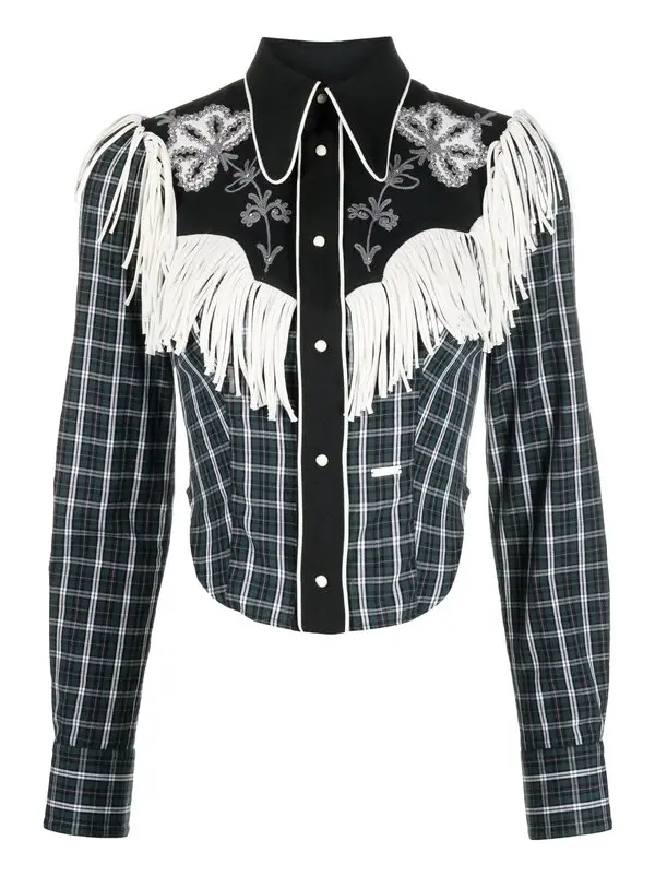 Dsquared2 Fringe-detail Plaid Shirt - Green