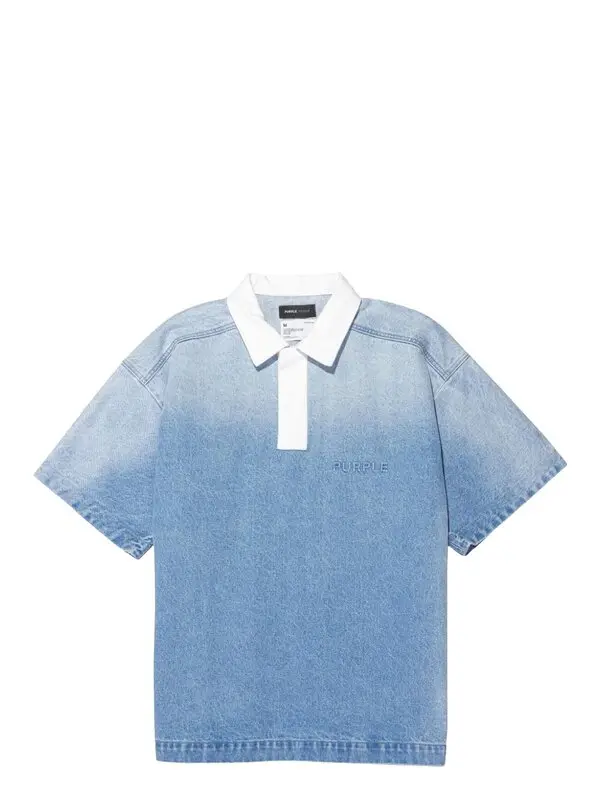 PURPLE BRAND Logo-embossed Polo Top - Blue