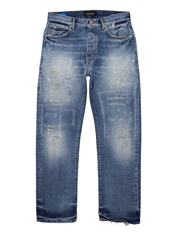 PURPLE BRAND Distressed Straight-leg Jeans - Blue