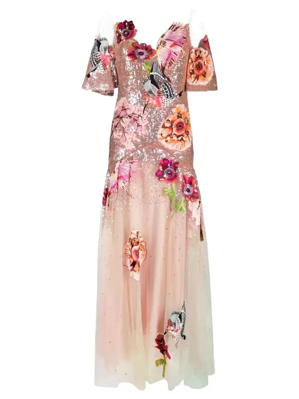 TEMPERLEY LONDON Petal Hummingbird-embroidered Gown - Pink