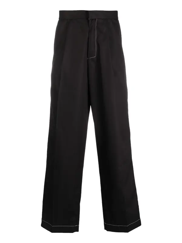 BONSAI Pleated Straight-leg Trousers - Black