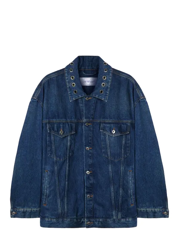 Off-White Eyelet-embellished Denim Jacket - Blue