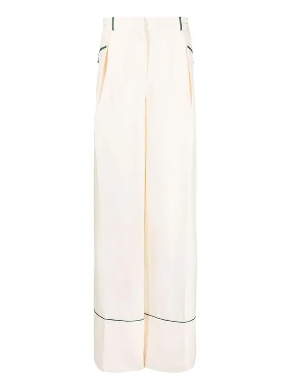 Bally Contrast-piping Silk Pyjama Trousers - White
