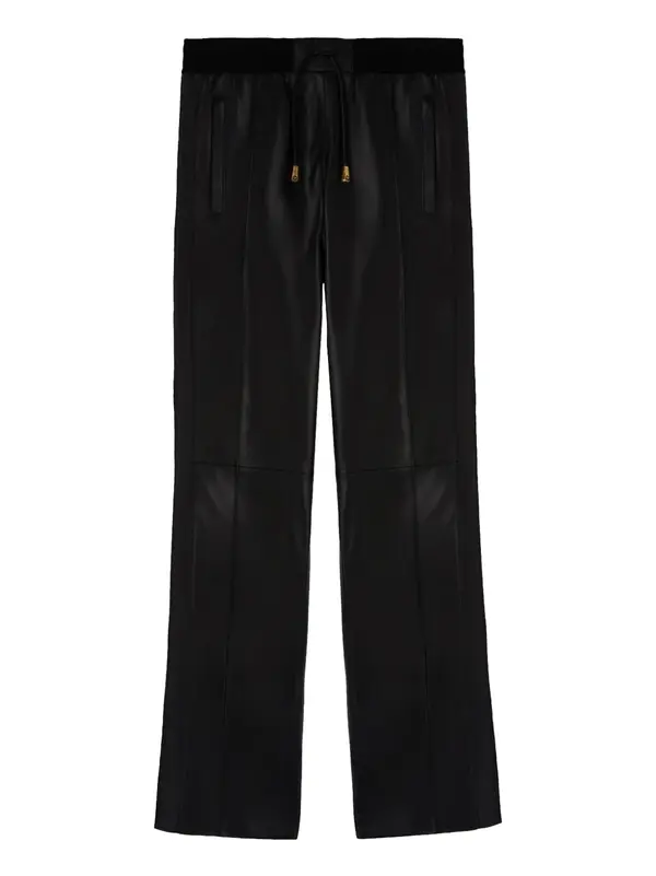 Palm Angels Logo-tape Leather Track Pants - Black