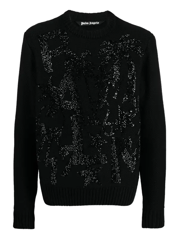 Palm Angels Crystal-embellished Jumper - Black