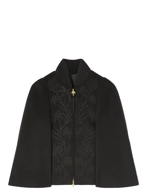 Palm Angels Palm-embroidered Cape - Black