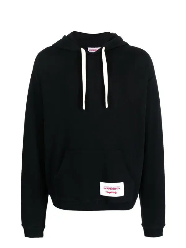 CHARLES JEFFREY Logo-patch Organic-cotton Hoodie - Black