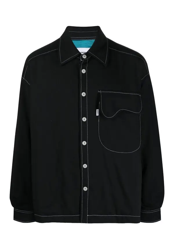 BONSAI Logo-patch Contrast-stitching Shirt - Black
