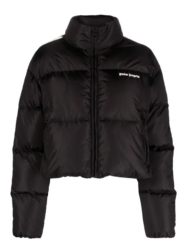 Palm Angels Logo-embroidered Puffer Jacket - Black