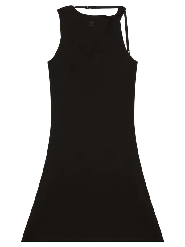 COURREGES Strap-detail Jersey Minidress - Black