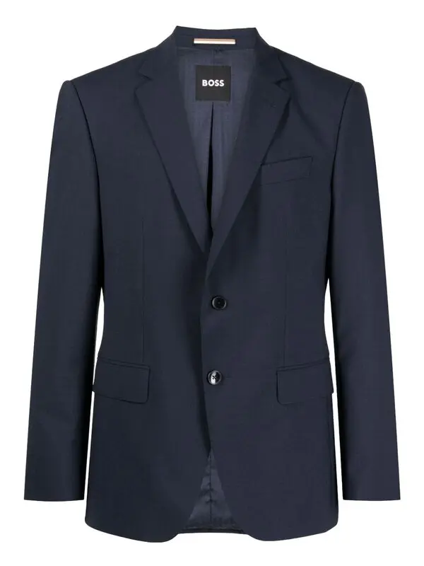 BOSS Notched-lapels Single-breasted Blazer - Blue