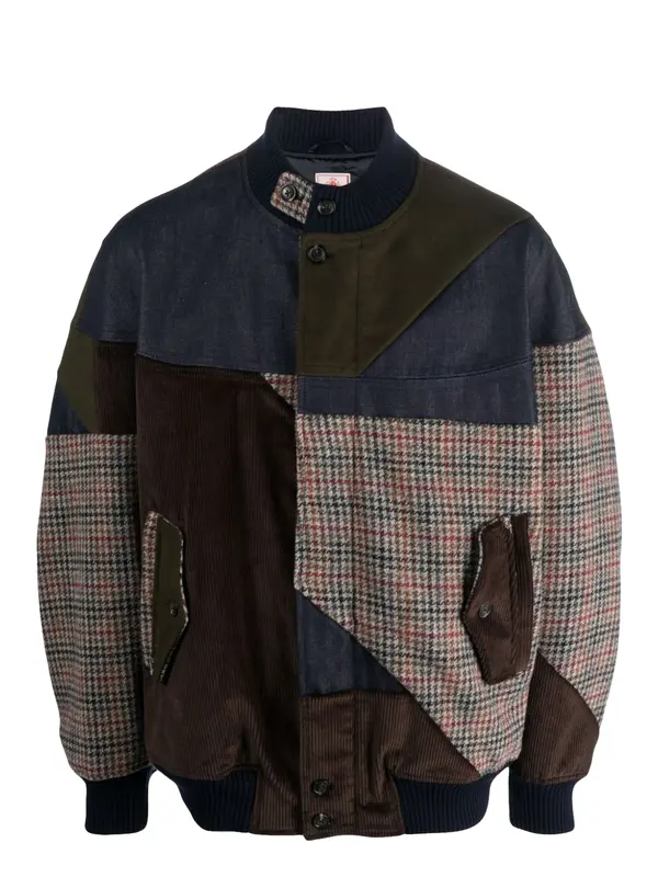 BARACUTA Patchwork-design Bomber Jacket - Green