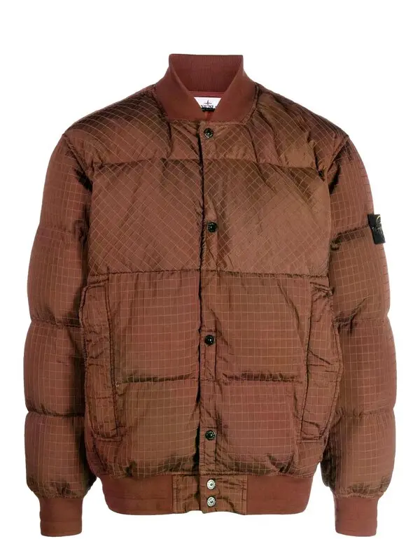 Stone Island Compass-motif Puffer Jacket - Brown