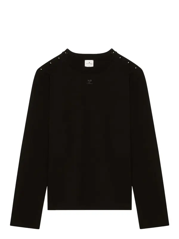COURREGES Logo-patch Buttoned Jumper - Black
