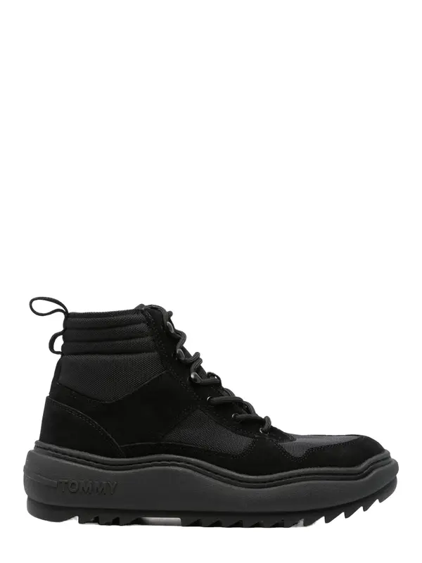 Tommy Hilfiger Panelled Lace-up Boots - Black