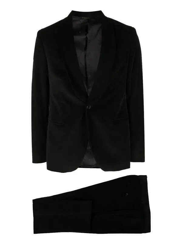 MANUEL RITZ Single-breasted Velvet Suit - Black
