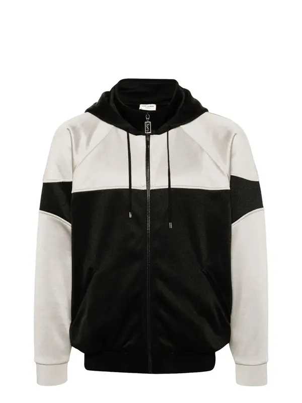 Saint Laurent Two-tone Panelled Hooded Jacket - Black