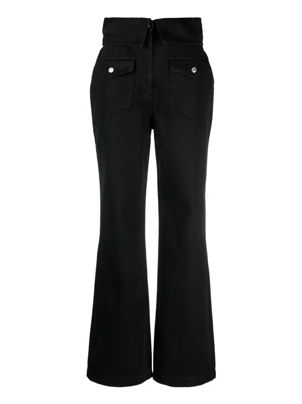 Moschino Folded-edge Flared Jeans - Black