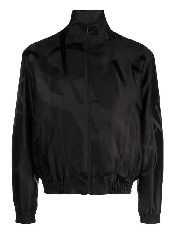 Saint Laurent Logo-print Silk Jacket - Black