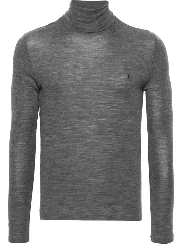 Saint Laurent Cassandre Turtleneck Sweater - Grey