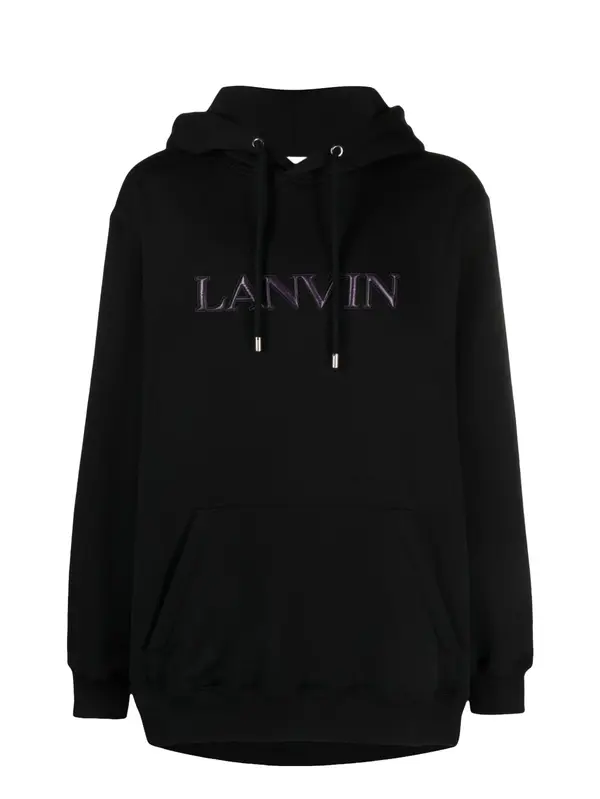 LANVIN Logo-appliqué Cotton Hoodie - Black