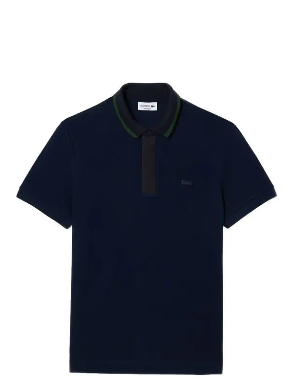 Lacoste Regular Fit Tipped Cotton Piqué Polo - 166 Marine