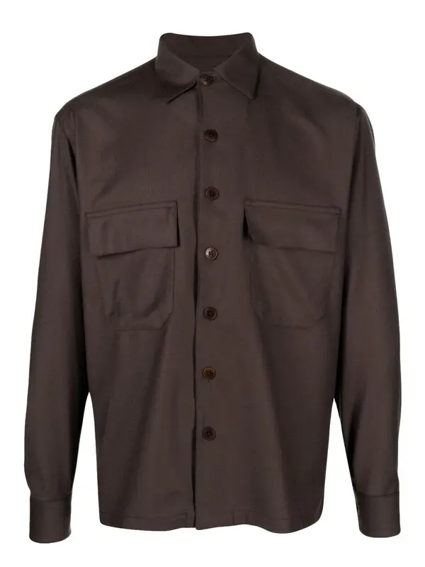 COSTUMEIN Long-sleeve Virgin Wool Shirt - Brown