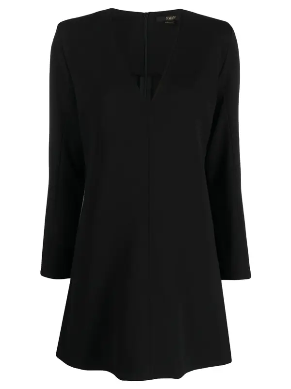 Seventy Loguette V-neck Minidress - Black