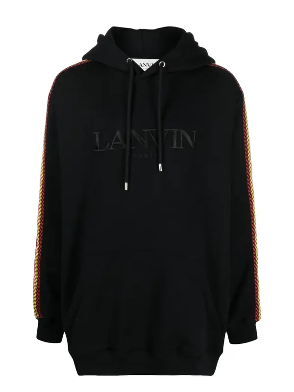 LANVIN Curb-lace Cotton Hoodie - Black