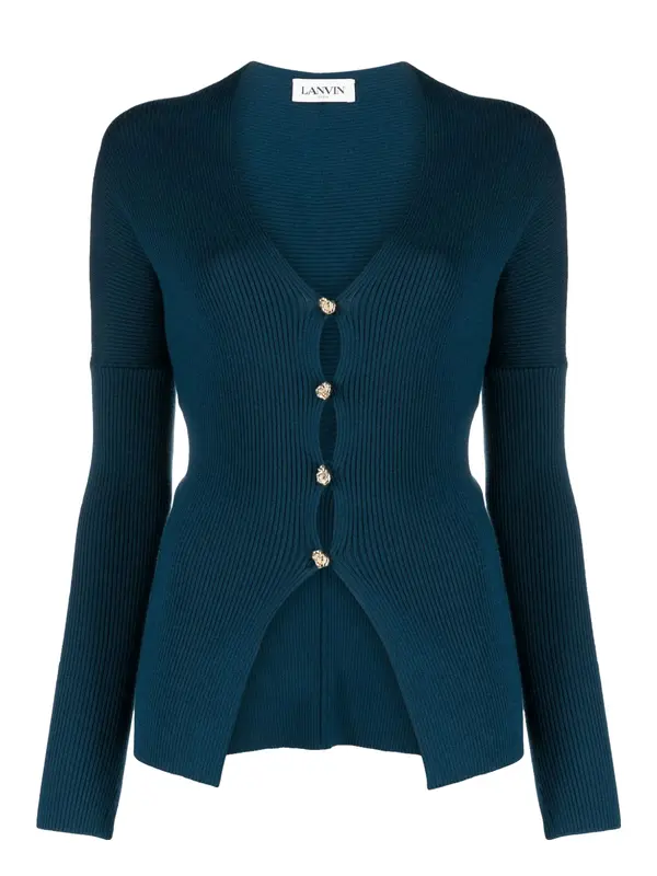 LANVIN Merino Wool-blend Cardigan - Blue