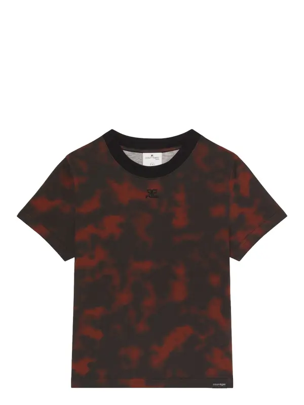 COURREGES Tortoiseshell-effect Cotton T-shirt - Black