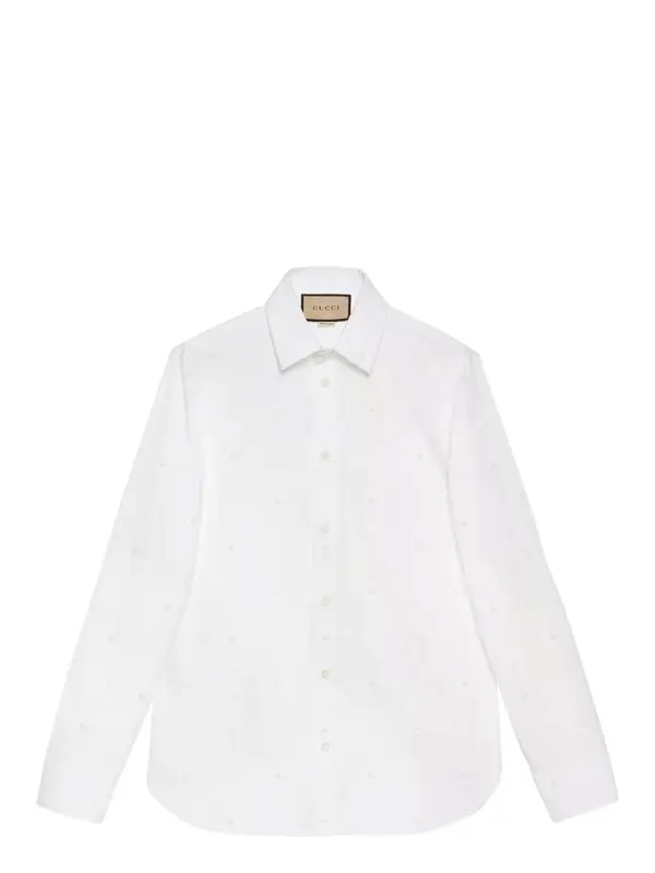Gucci Interlocking G Logo-print Cotton Shirt - White