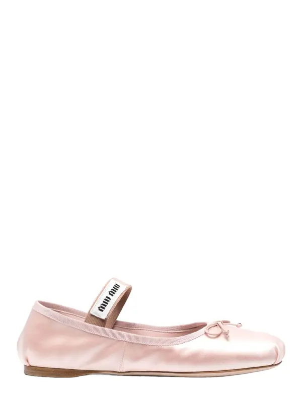 Miu Miu Logo-patch Ballet Flats - Pink