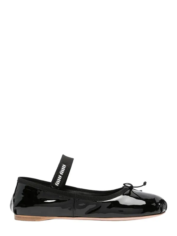 Miu Miu Logo-band Ballerina - Black