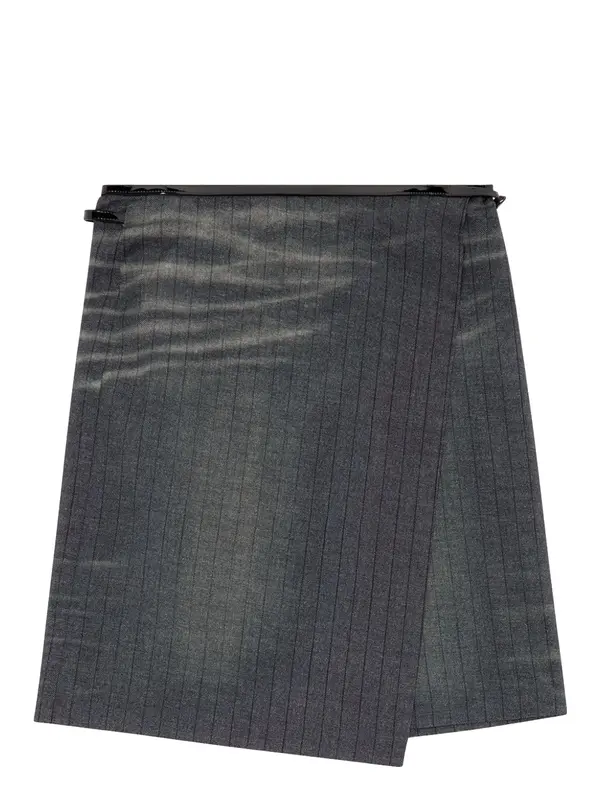 DIESEL® Pinstripe Virgin Wool Wrap Skirt - Black