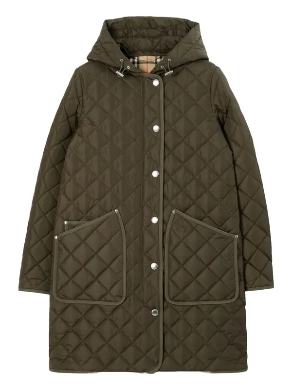 Burberry Quilted Hooded Coat - Green