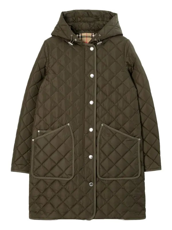 Burberry Quilted Hooded Coat - Green