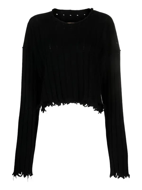 UMA WANG Raw-edge Cashmere Top - Black