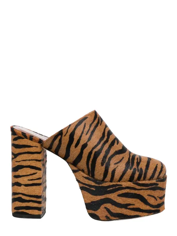 REJINA PYO Polly Animal-print Platform Mules - Brown