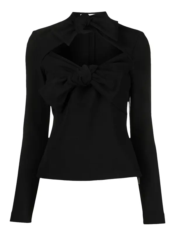 MSGM Bow-detail Long-sleeve Top - Black