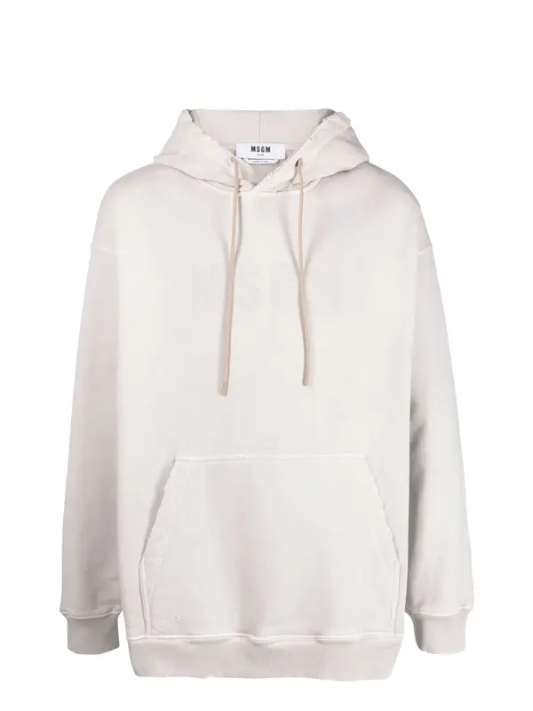 MSGM Tonal Logo-print Cotton Hoodie - Grey