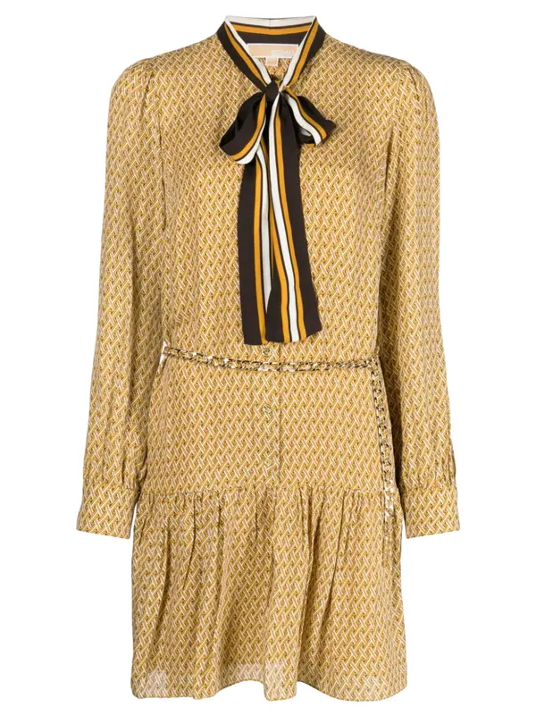 Michael Kors Lattice-pattern Midi Dress - Yellow