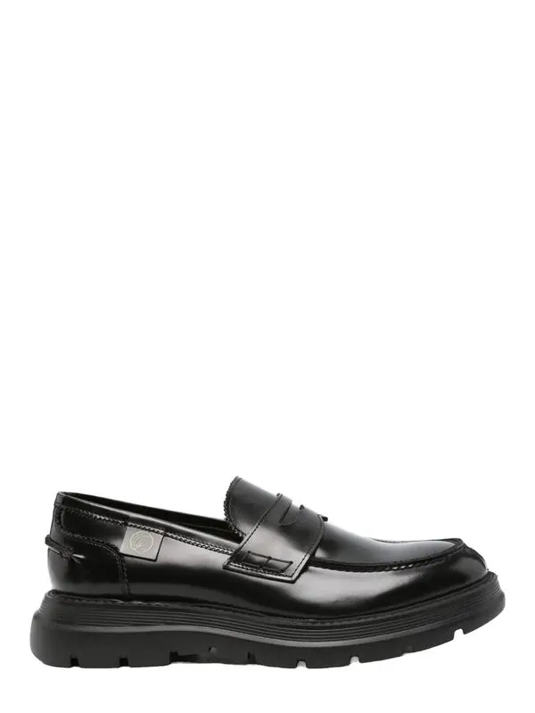 GIULIANO GALIANO Freddie Penny-slot Leather Loafers - Black