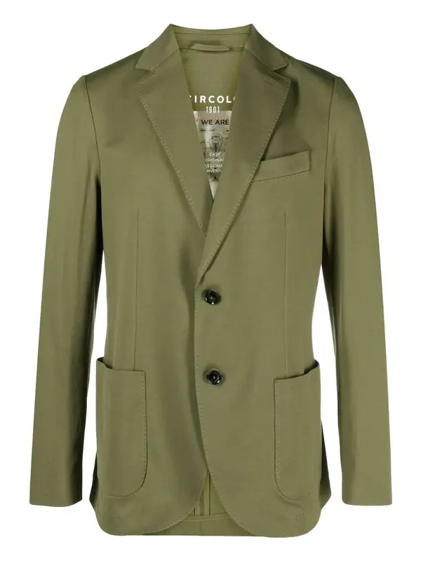 CIRCOLO 1901 Notched-lapels Cotton Blend Blazer - Green