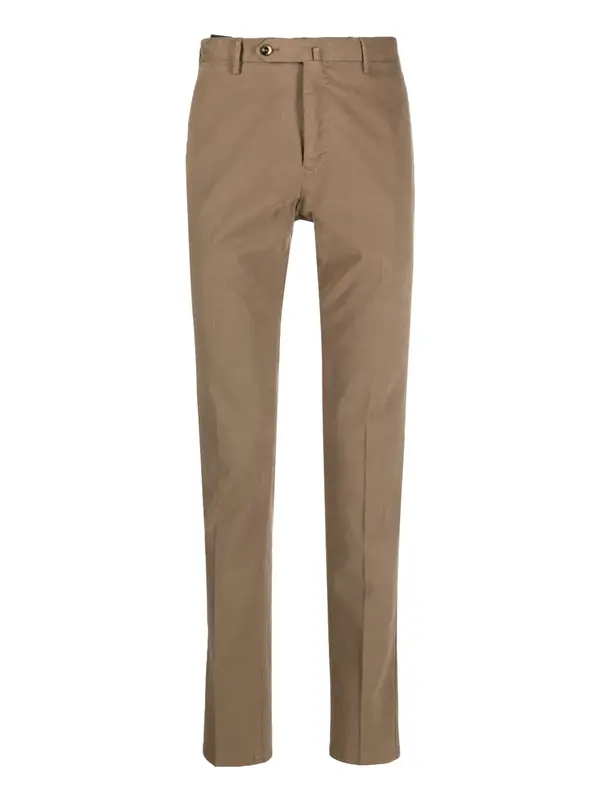 PT TORINO Mid-rise Slim-cut Chinos - Brown