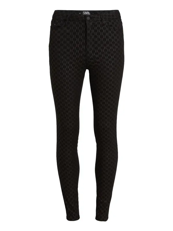 Karl Lagerfeld Monogram Print Skinny Jeans - Black