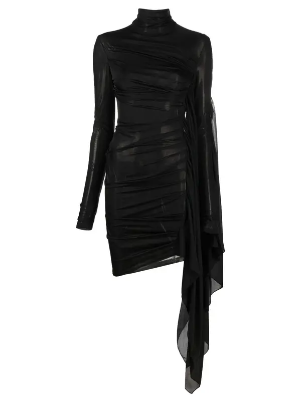 MUGLER Draped-design Mini Dress - Black