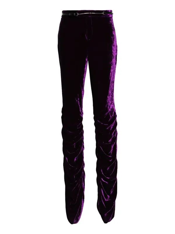 Gucci Low-rise Slim-fit Velvet Trousers - Purple