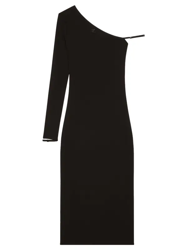 COURREGES One-sleeve Midi Dress - Black